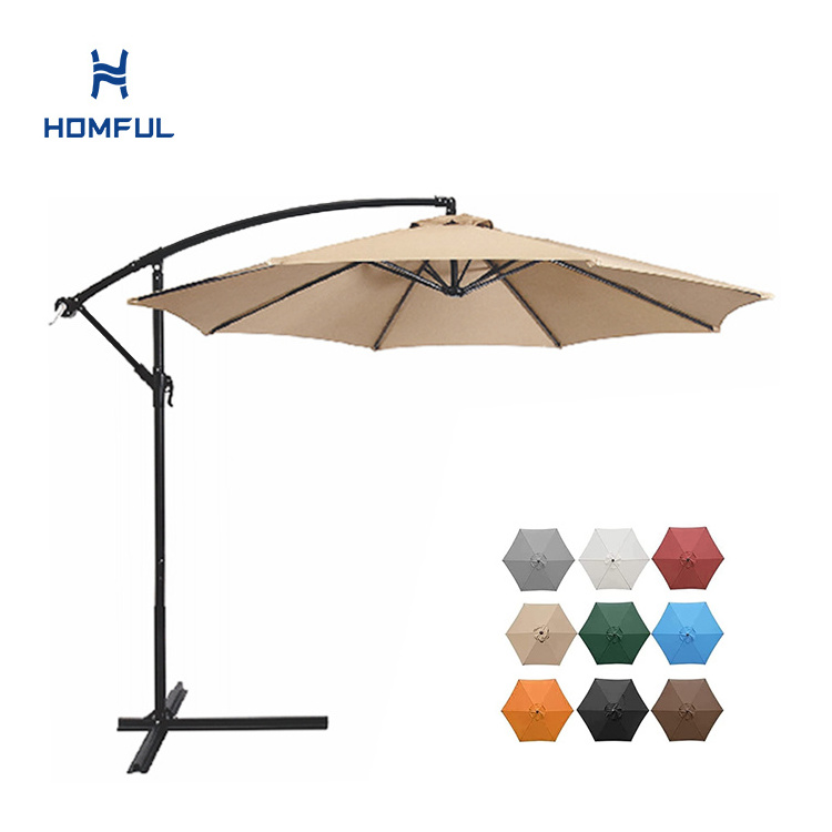 HOMFUL Extra Large Cantilever Garden Umbrella Outdoor Parasols Adjusted ...