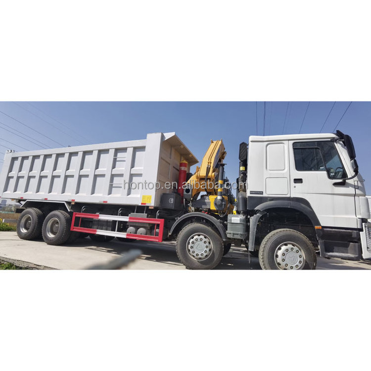 China SINOTRUK HOWO 15 Ton 8x4 12 Wheeler Garbage Tipper with Crane Dump Truck for Sale ...