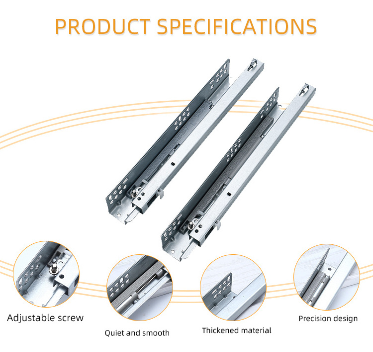 Hoone Ball Bearing Snap On Drawer Slide Serie 2 Way 12.7Mm Bottom Mount Drawer Slides Heavy Duty Drawer Slides Runner BestSuppliers