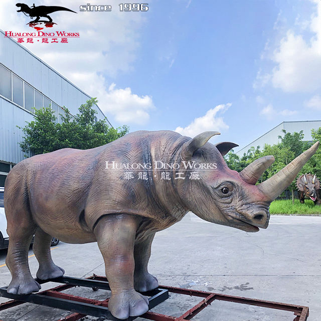 Zoo Exhibition Life Size Realistic Animal Model Animatronic Rhinoceros ...