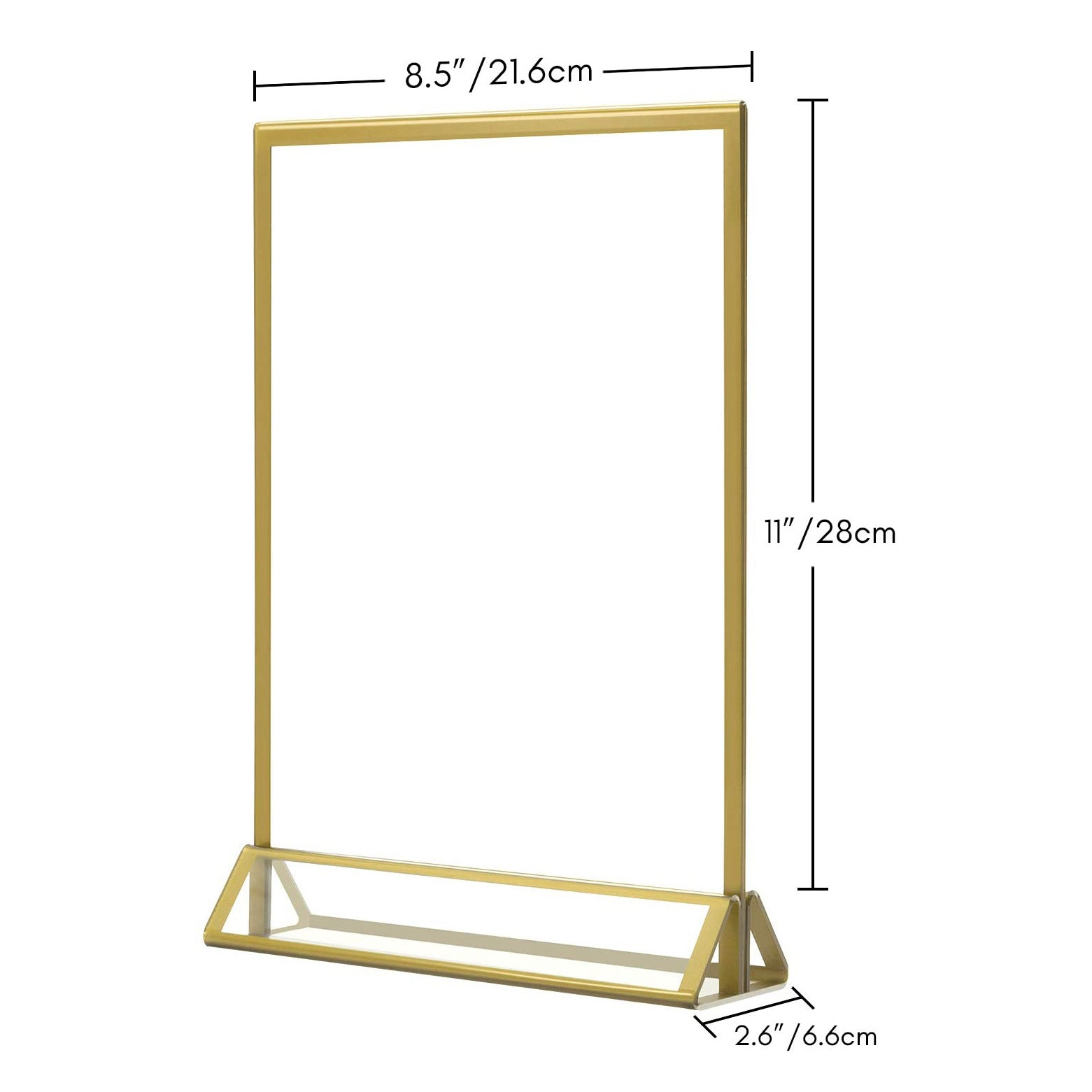 Acrylic Sign Holder with Gold Borders and Vertical Stand, Double Sided ...