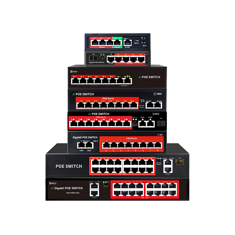 HUOYI OEM 4/6/8/16 Port POE switch 48V Active POE IEEE802.3 AF/AT ...