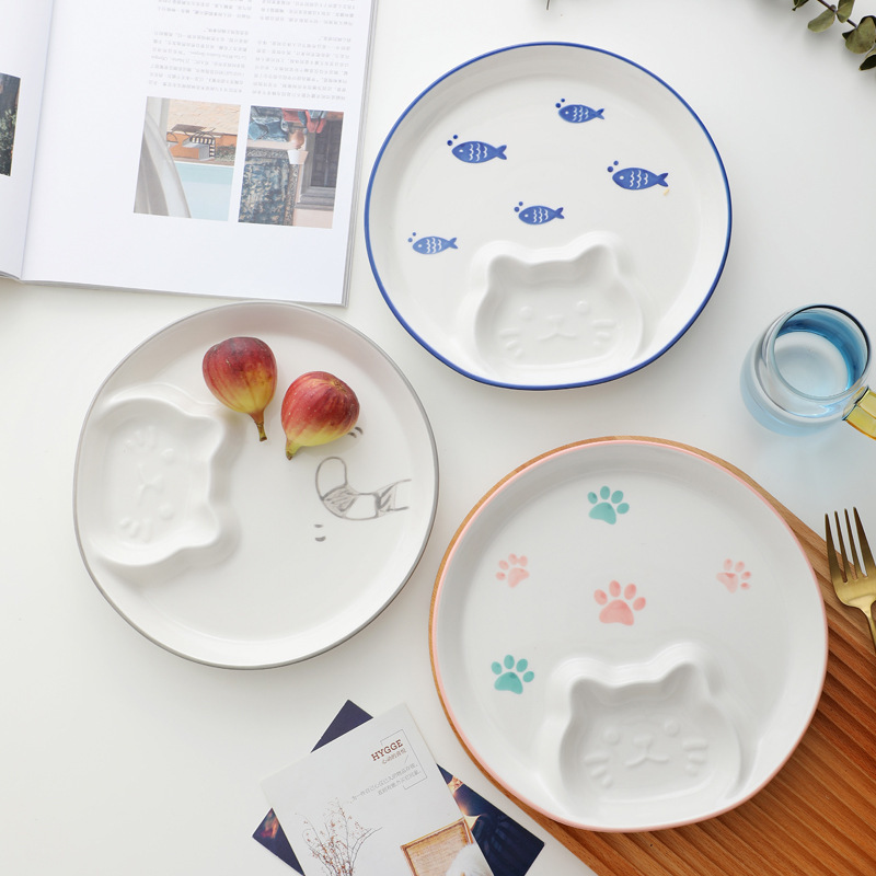 Creative Porcelain Plates Includes sauce dish Kitty Plates Eco Type for ...