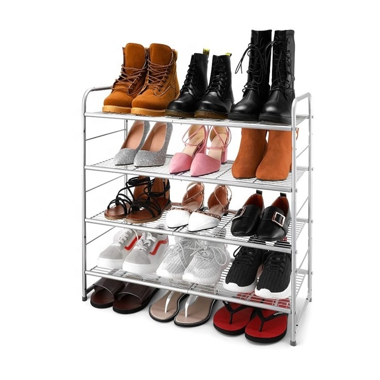 4 tier stackable shoe rack expandable adjustable shoe organizer storage ...