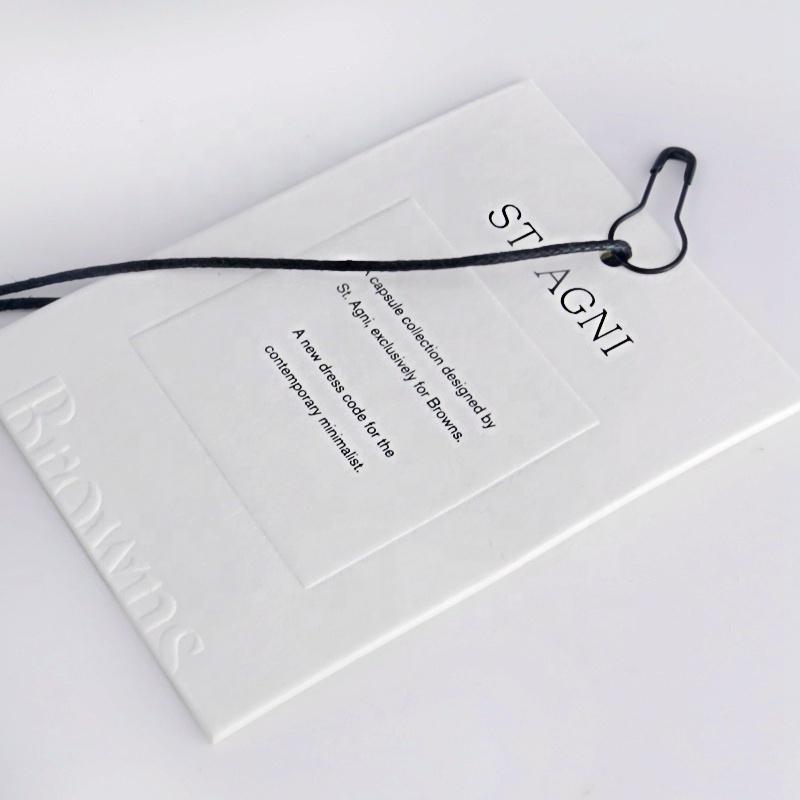 Special 1mm Thick Embossed Logo White Paper Brand Logo Custom Hang Tag ...