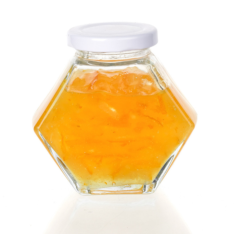 Hexagon Honey Pot Container De Miel Glass Empty Clear Honey Jar With ...