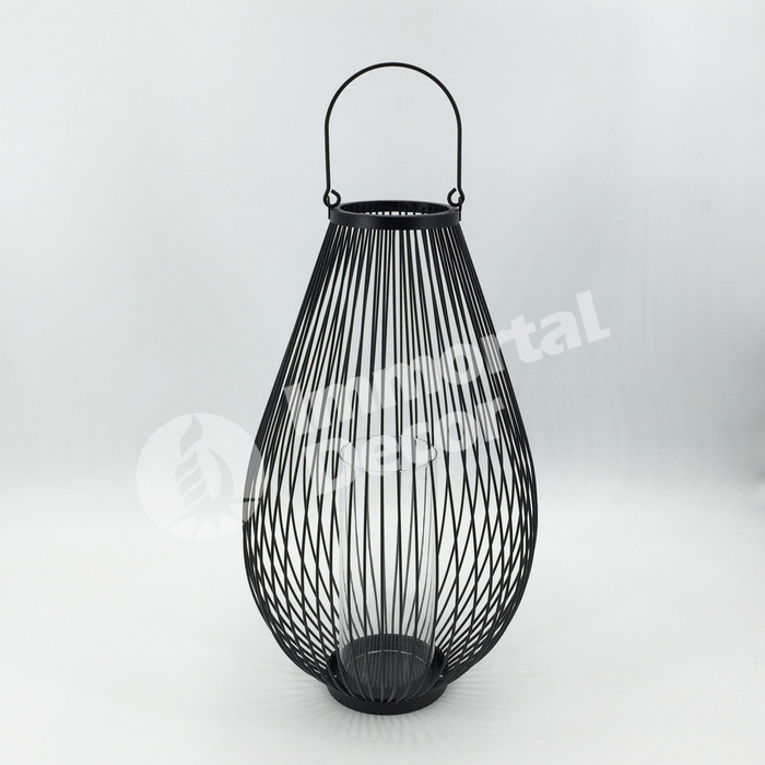 Round wire Metal Lantern with glass tube industrial feel ...