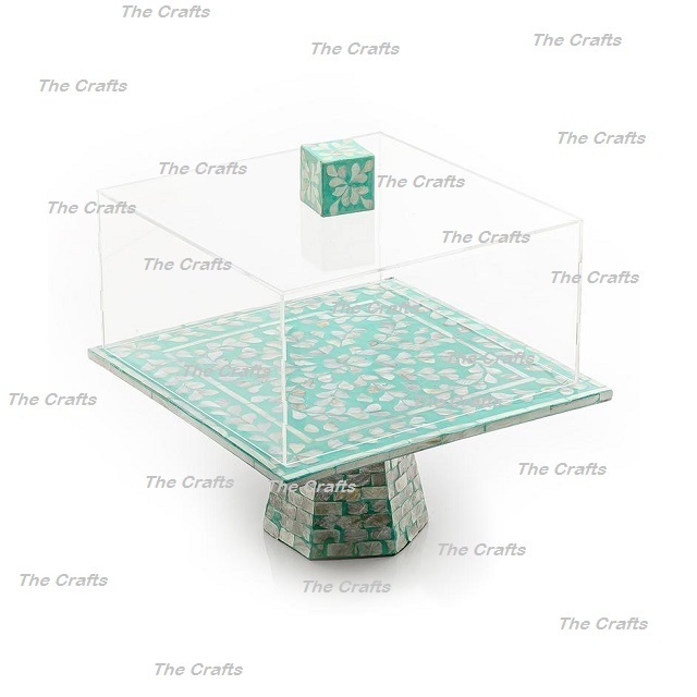 Bulk Cake Server Square Shape Mother Of Pearl Inlay Display Stand ...