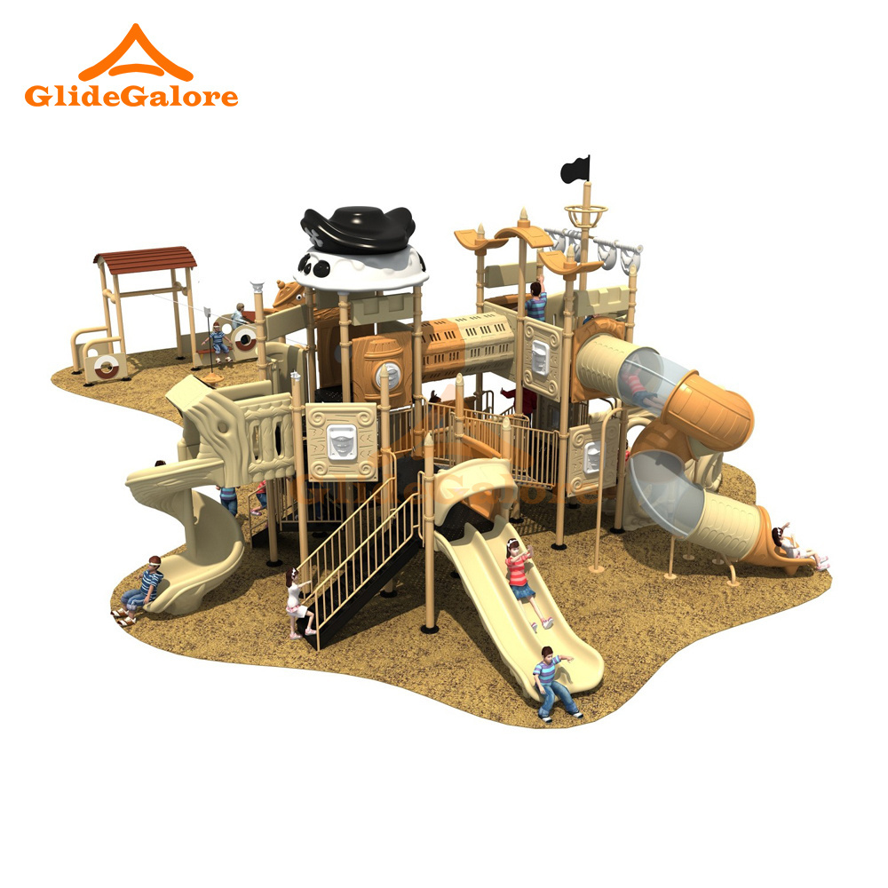 GlideGalore Large Pirate Ship Slide Outdoor Playground with Aluminum ...