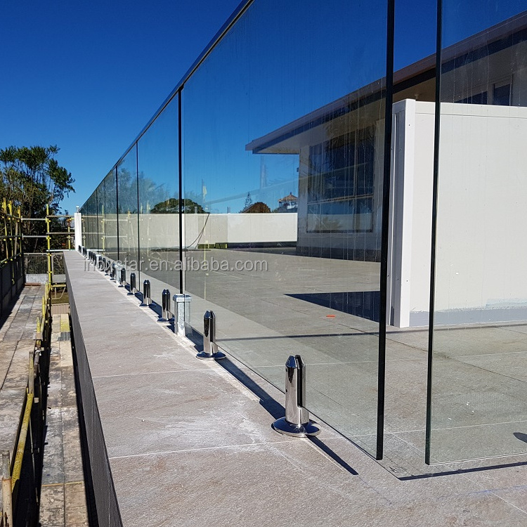 frameless glass railing 12MM tempered glass panels for pool fence glass ...