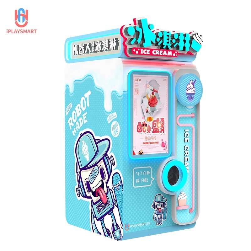2022 Custom robot soft Ice Cream Vending Machine automatic coin ...