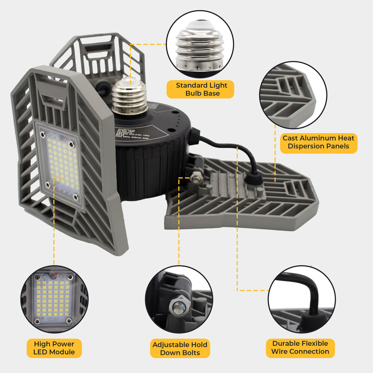 Adjustable fixtures super bright shop ceiling led garage light ...