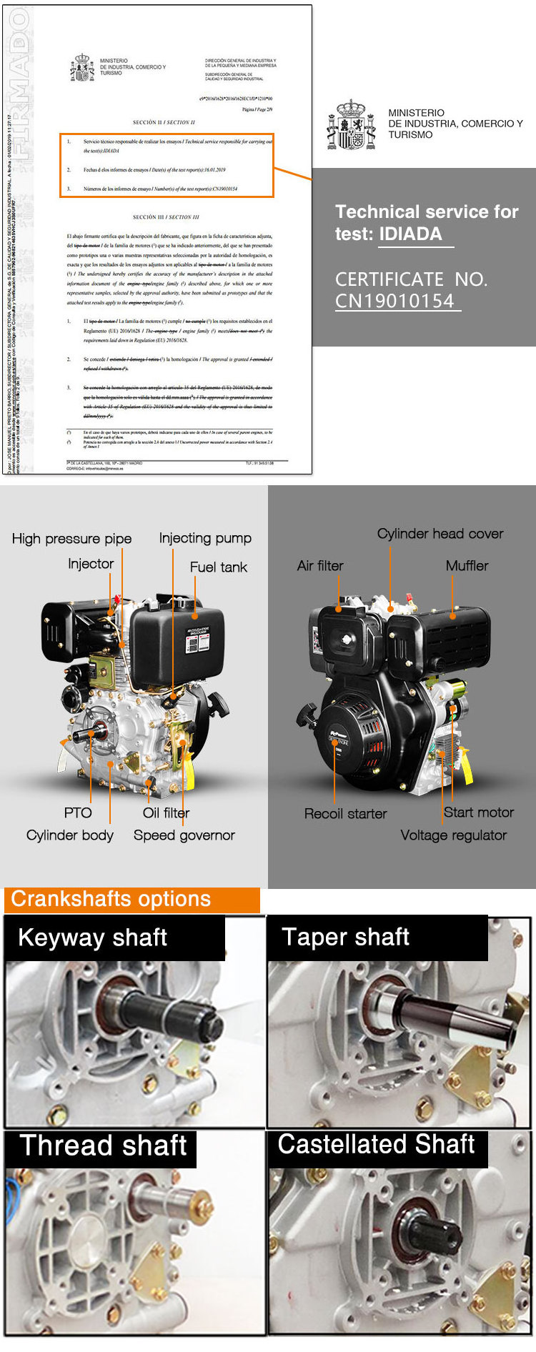 itcpower Diesel Engine D300 (6hp) 1-cylinder 4 stroke engine diesel ...