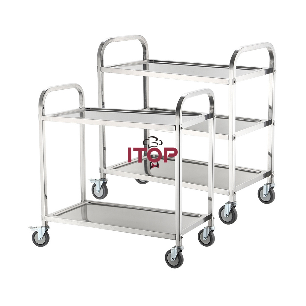 Food Catering Service Transport Trolley Work Table with Wheel Stainless ...