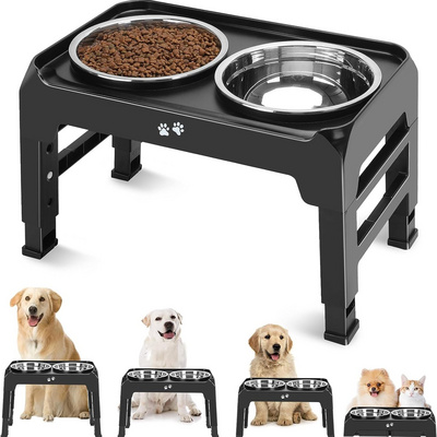 Adjustable Raised Dog Bowl Stand with 2 Thick 50oz Stainless Steel Elevated Pet Bowls Non Slip Dog Feeder for Medium Large Dogs BestSuppliers