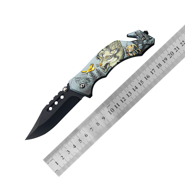RTS Stainless Steel Wolf UV Handle Sharp Jungle Folding Pocket Survival ...