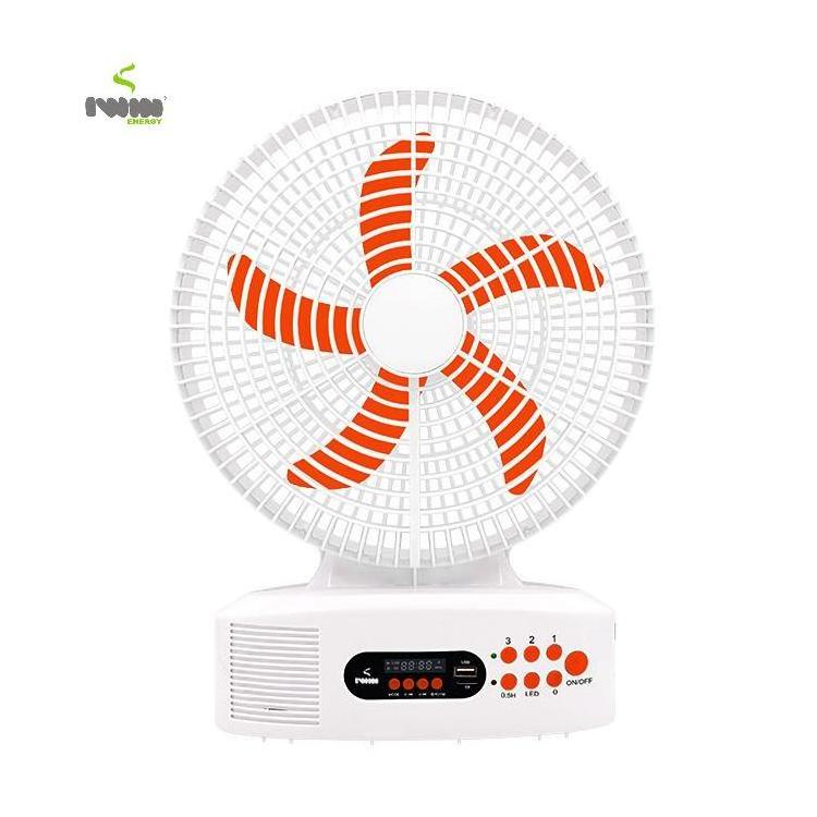 12 inch portable mini rechargeable fan with led emergency light FM ...