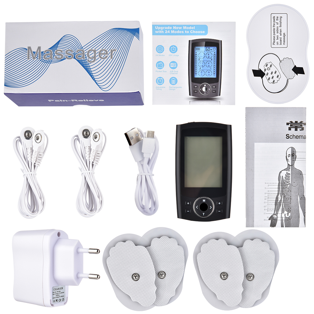 24 Models EMS Electric Herald Tens Machine Acupuncture Body Massage Digital Therapy Massager ...