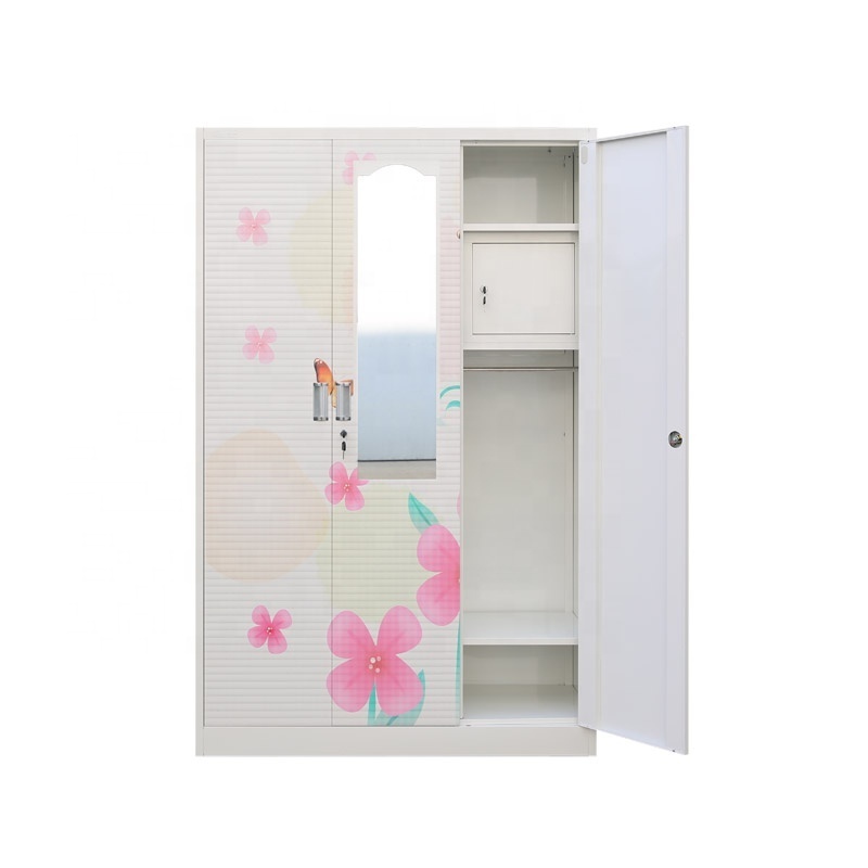 Custom 3 Door Steel Wardrobe Cabinet Detachable Storage Almirah Metal ...
