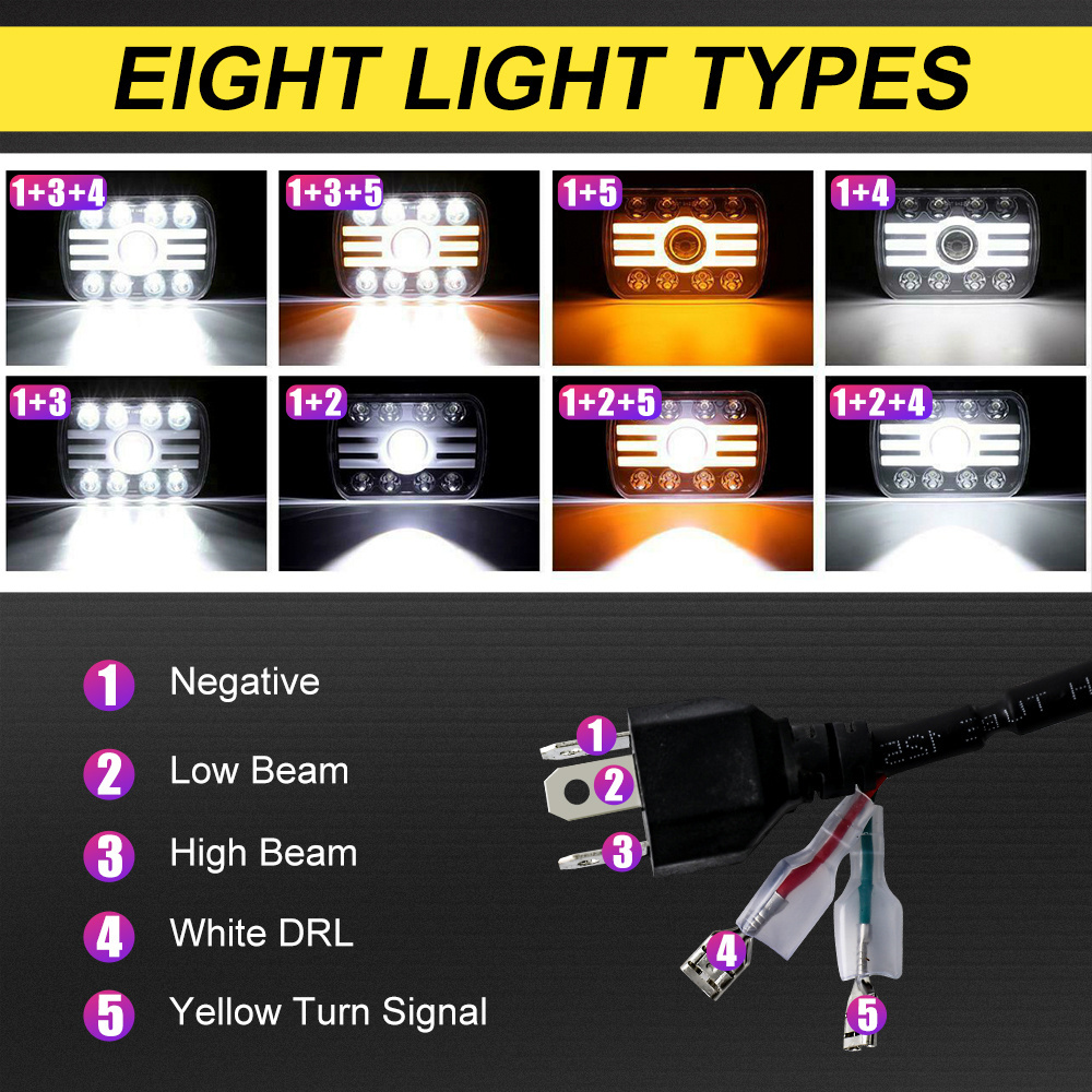 High low beam Amber White Dual Color angel eye position light 45w ...