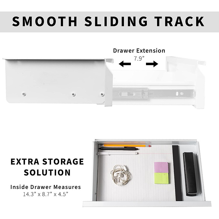 JH-Mech Under Desk Storage Drawer Customized High Quality White Sliding ...