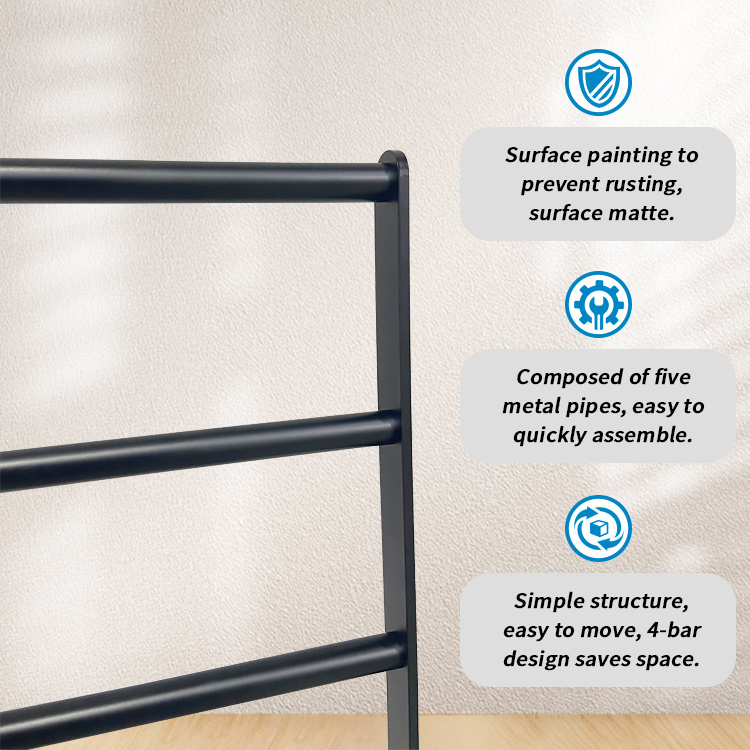 JH-Mech Modern Towel Display Rack Matte Black 4-Tier Metal Floor ...