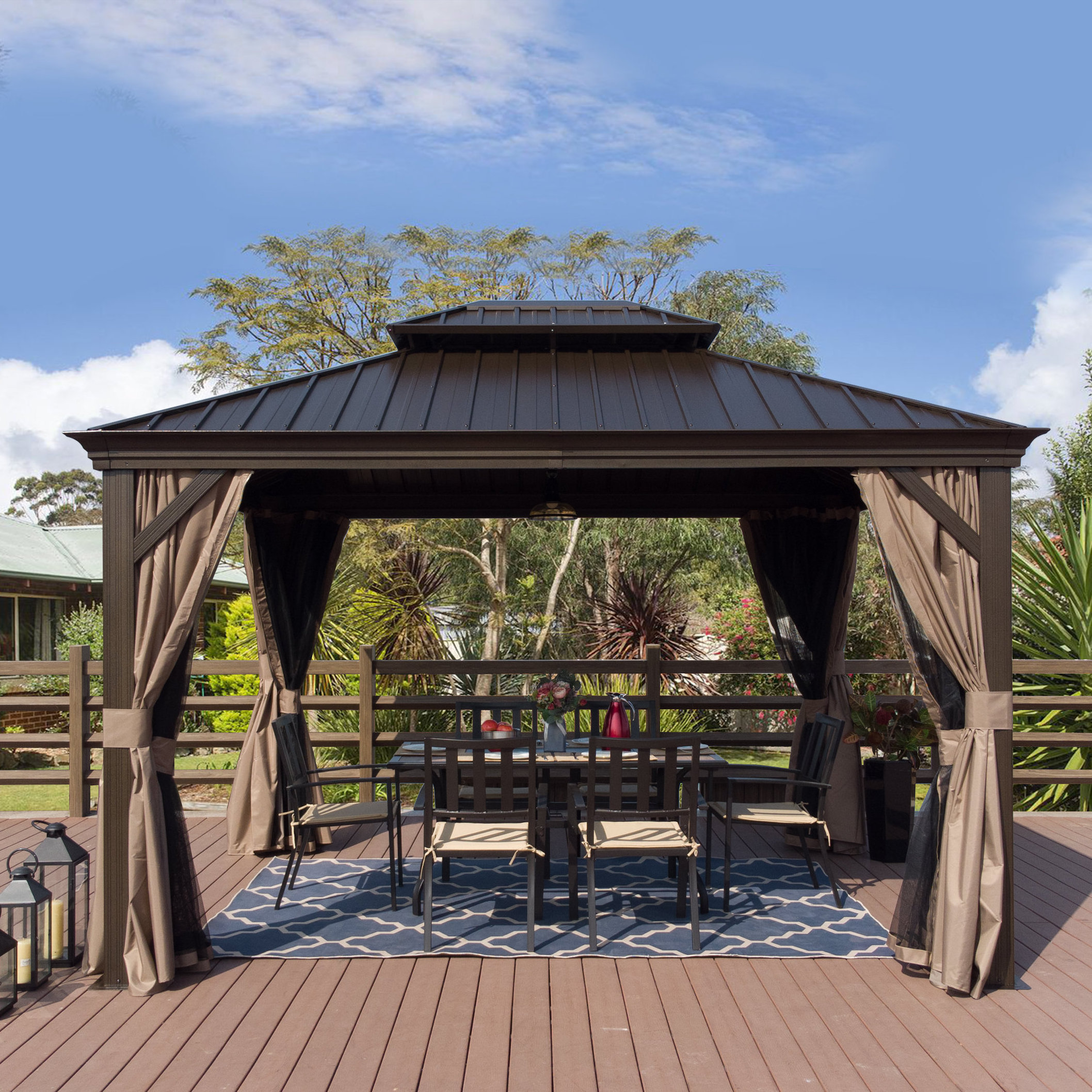 Patio Outdoor Waterproof Metal Custom Size Aluminium Gazebo with ...