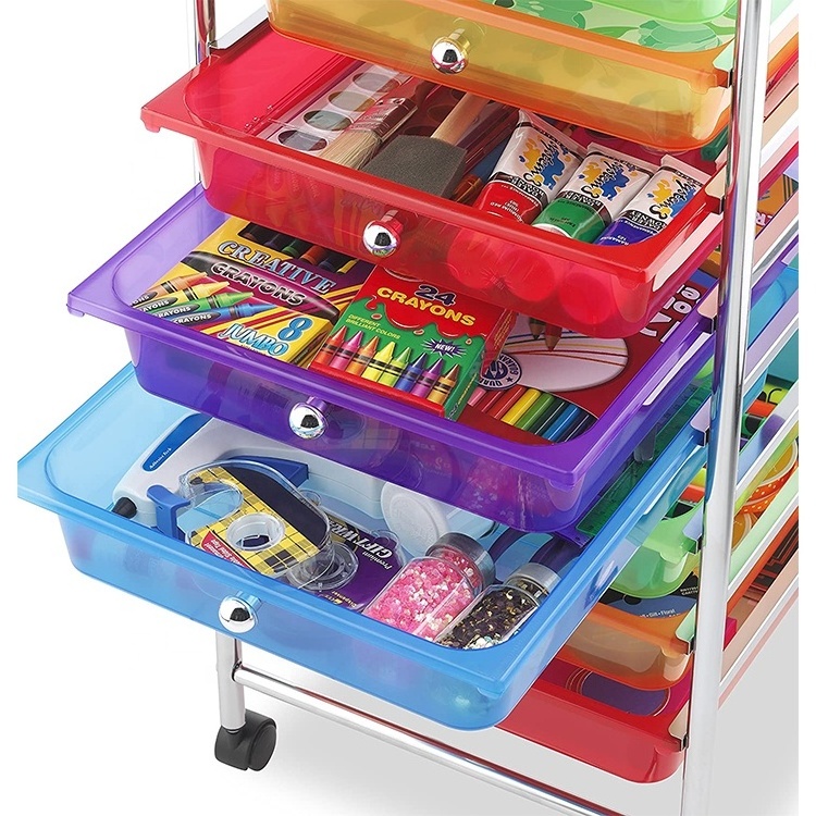 Rainbow Colors 10 Drawers Rolling Organizer Cart Craft Utility Mobile ...