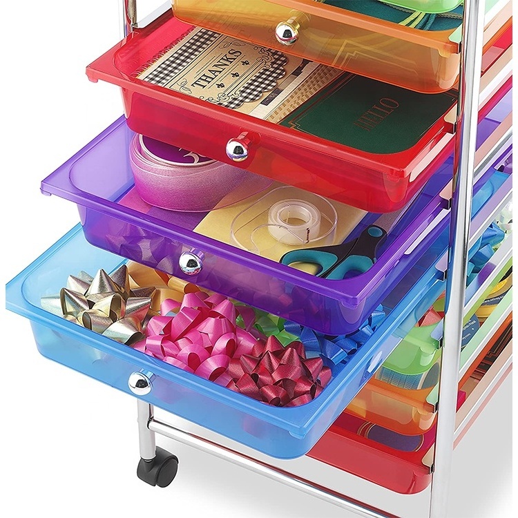 Rainbow Colors 10 Drawers Rolling Organizer Cart Craft Utility Mobile ...