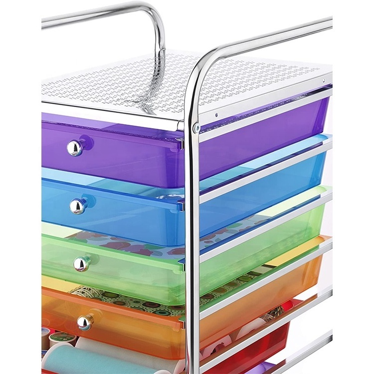 Rainbow Colors 10 Drawers Rolling Organizer Cart Craft Utility Mobile ...