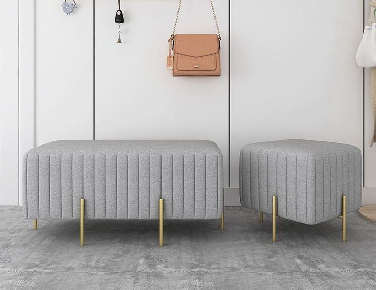 Single and double Velvet stool chairs and ottoman shoe stool with metal ...