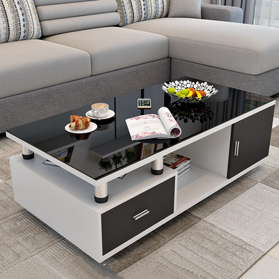 2020 Tea Table Glass Top With Drawers Coffee Table BestSuppliers