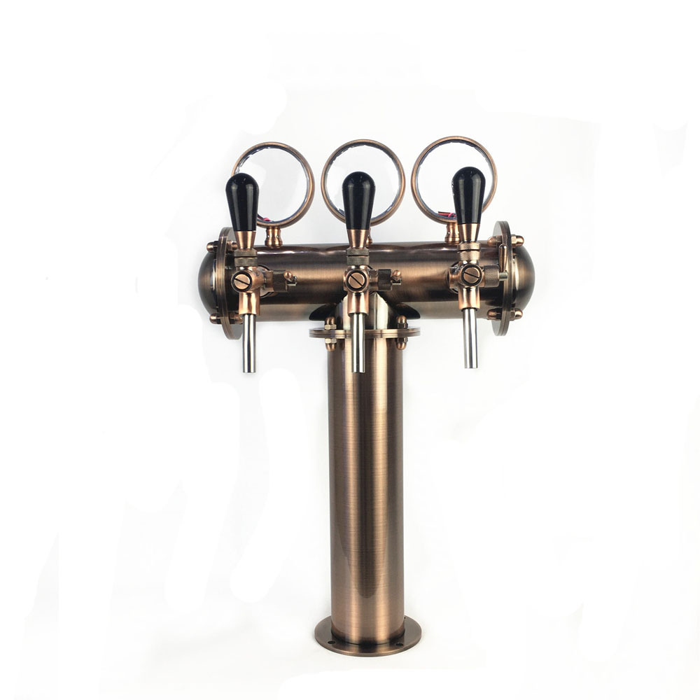 Stainless steel with Bronze color T shape beer dispenser column tower ...