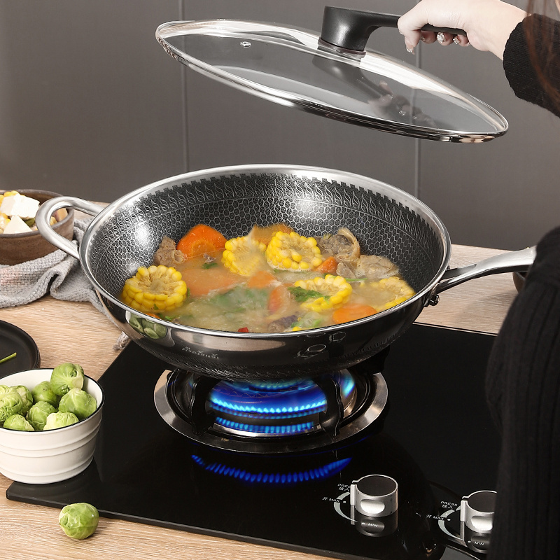 Customized pot Stainless Steel 316 Non-Stick Wok Frying Pan non stick ...