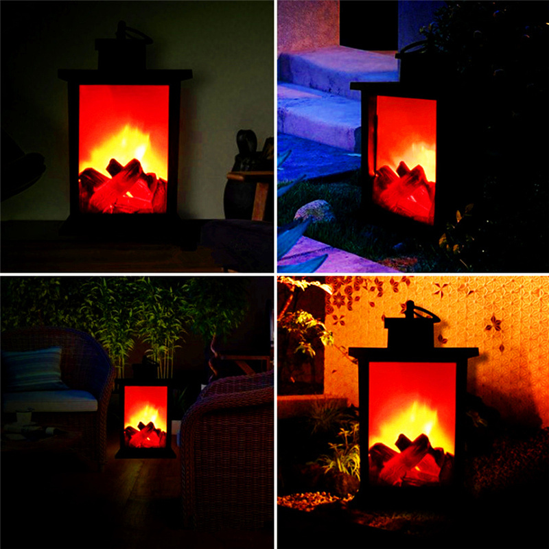 Battery Powered Hanging LED Fireplace Charcoal Flame Lights For ...