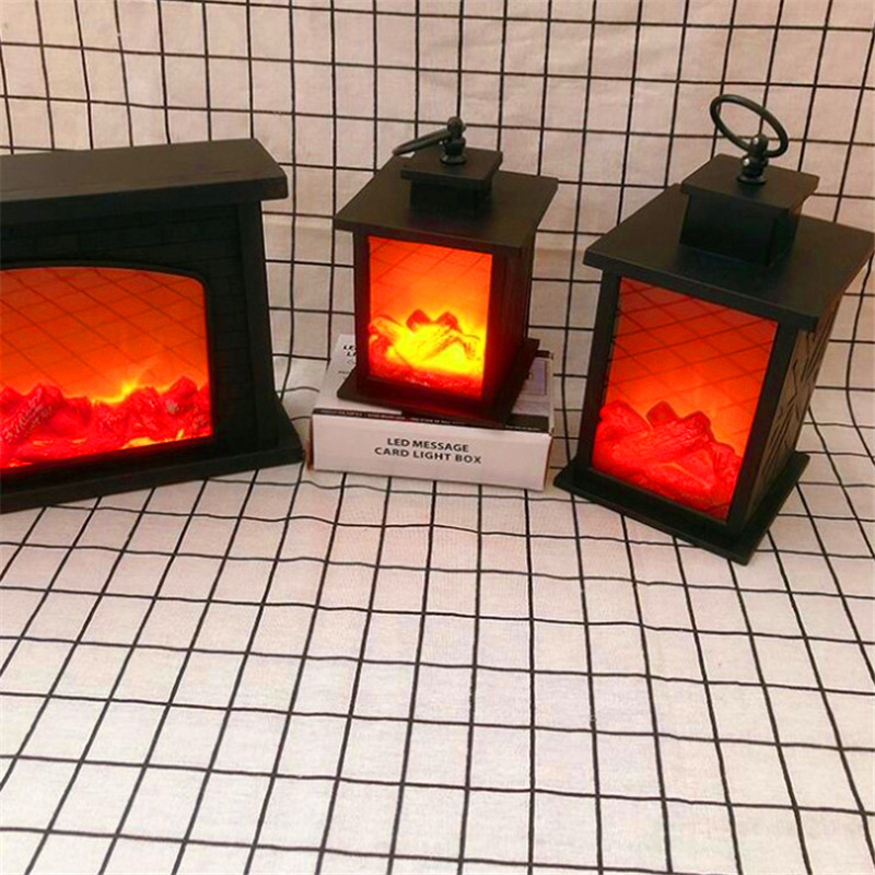 Battery Powered Hanging LED Fireplace Charcoal Flame Lights For ...