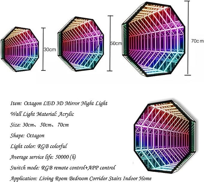 Mirror Tunnel Light LED Infinity Mirror Light with Remote Control 3D ...