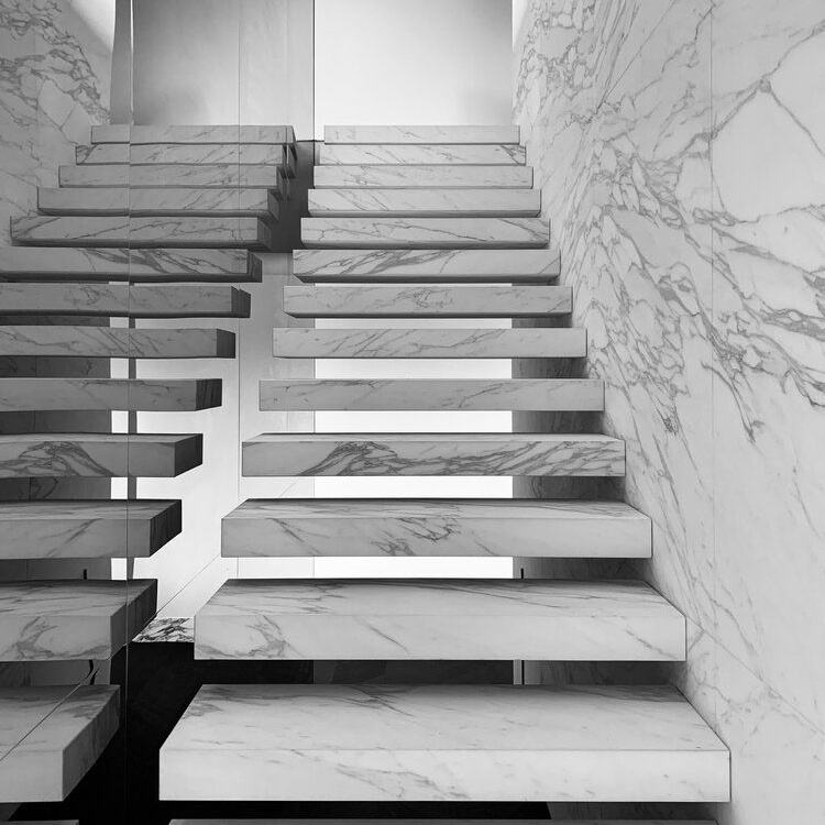 Natural Marble Granite Stone Straight Floating Stairs Indoor Staircase ...