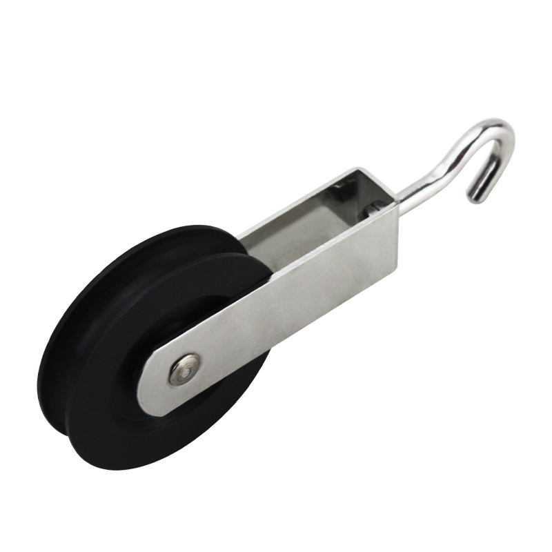 stainless steel nylon sheave pulley block black rope pulley with hook ...