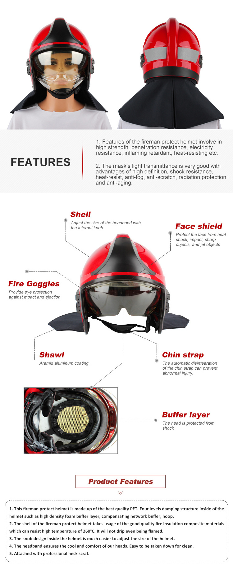 EN443 Certificate Full Face Fire Retardant Helmet Firefighting Helmet | Bestsuppliers.com