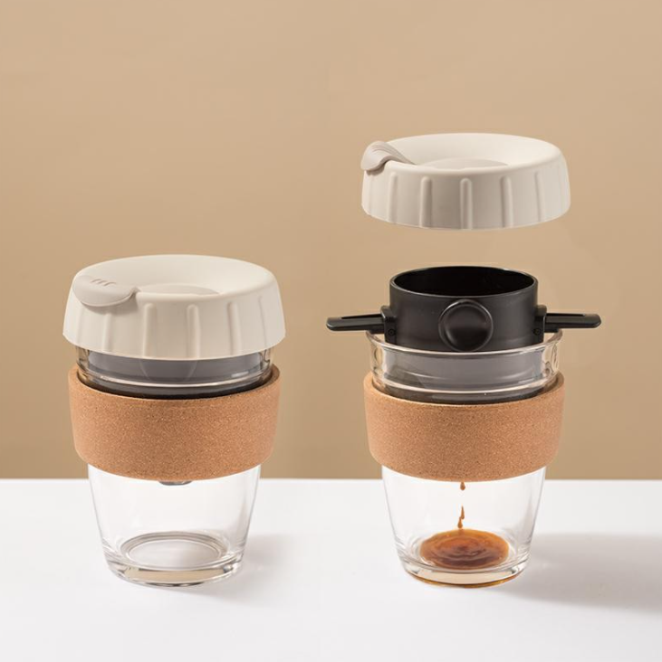 Borosilicate Glass Tea Cup Coffee Glass Cup Maker Filter Silicone Lid ...