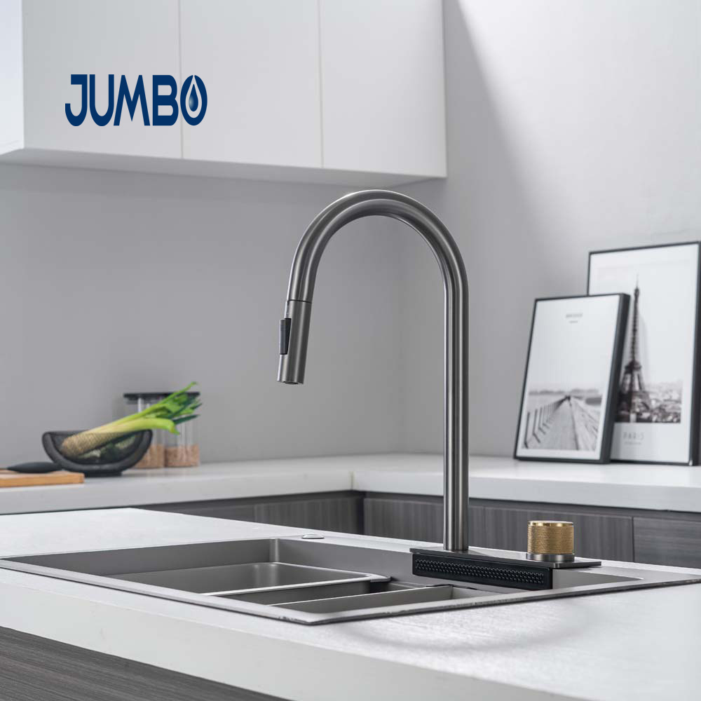 Rainfall Kitchen Sink Faucet with Pull Out Sprayer Brass ...