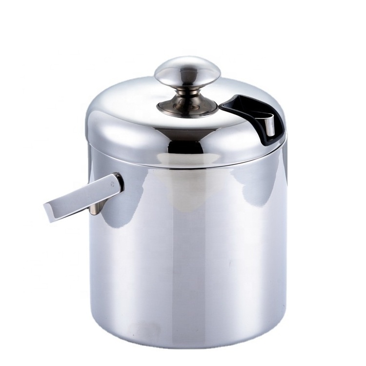 1.2L Stainless Steel Double Wall Insulated Ice Bucket with Lid and Ice ...