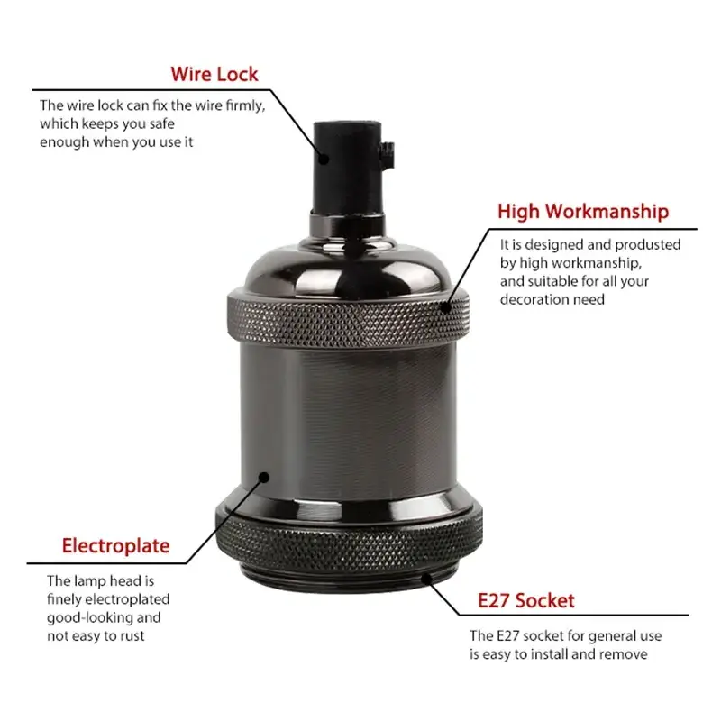 Vintage Edison Lamp Base E27 Screw Ceiling Rose Light Pendant Light ...