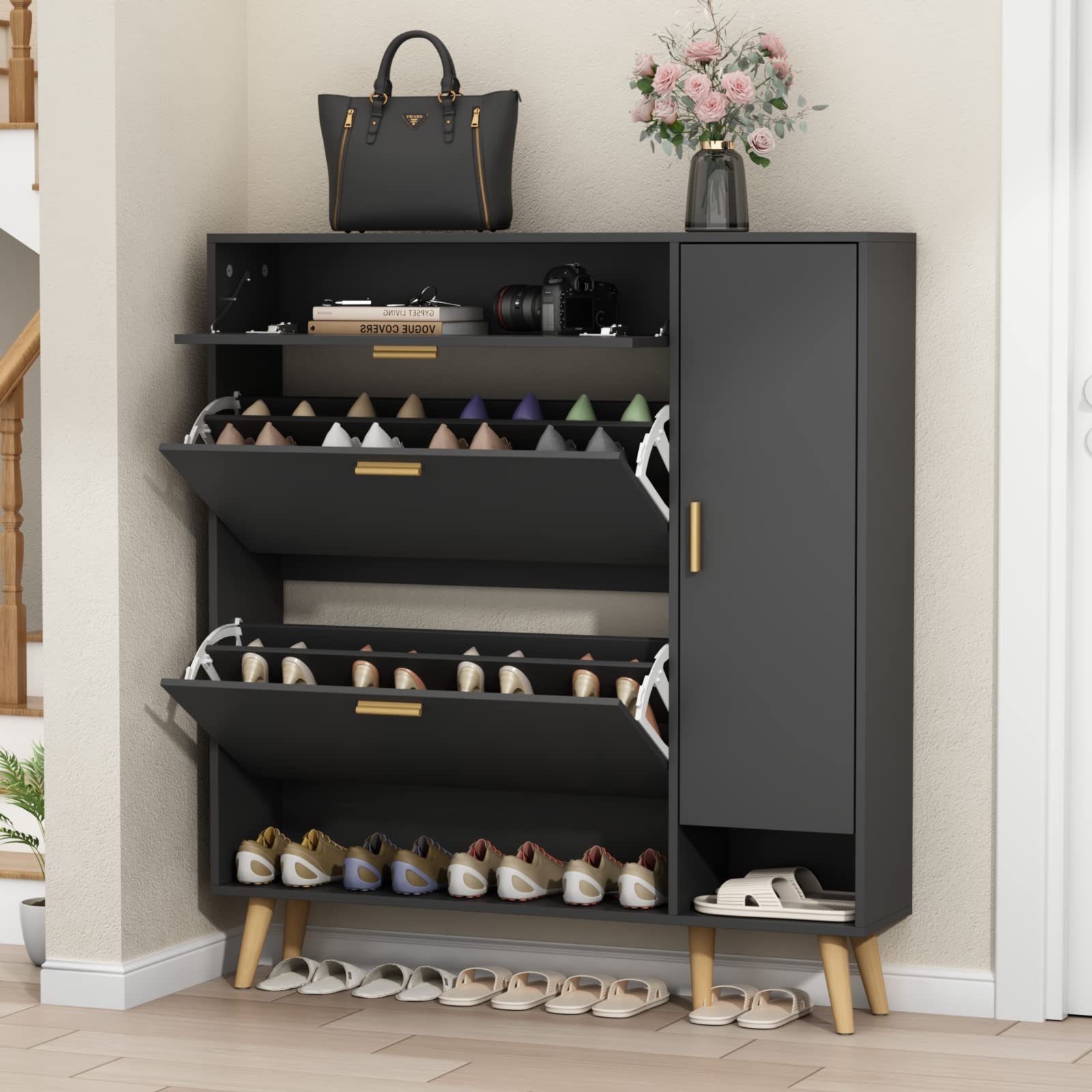 shoes cabinet modern front door 60 pair shoe racks display rack wood ...