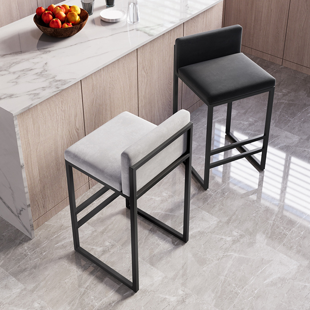 Wholesale Nordic Luxury Modern Breakfast Velvet Leather High Counter Height Bar Chairs Stools For Kitchen Restaurant Bar Table BestSuppliers