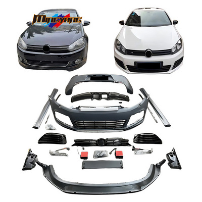 High Fitment 2009 2012 Car Parts Accessories Front Bumper Side Skirt For Volkswagen Golf 6 VI Mk6 Upgrade To Golf 6 R20 Body Kit BestSuppliers