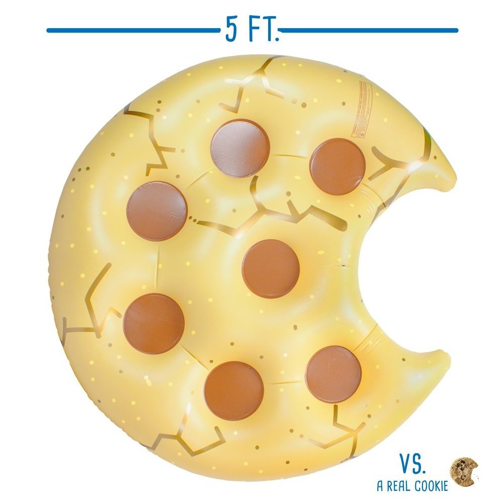 Chocolate Chip Cookie Pool Float - 5-Foot Inflatable Lounger - Funny ...