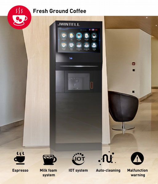 Convenient and fast coffee vending machine ice cubes/hot bean to cup ...