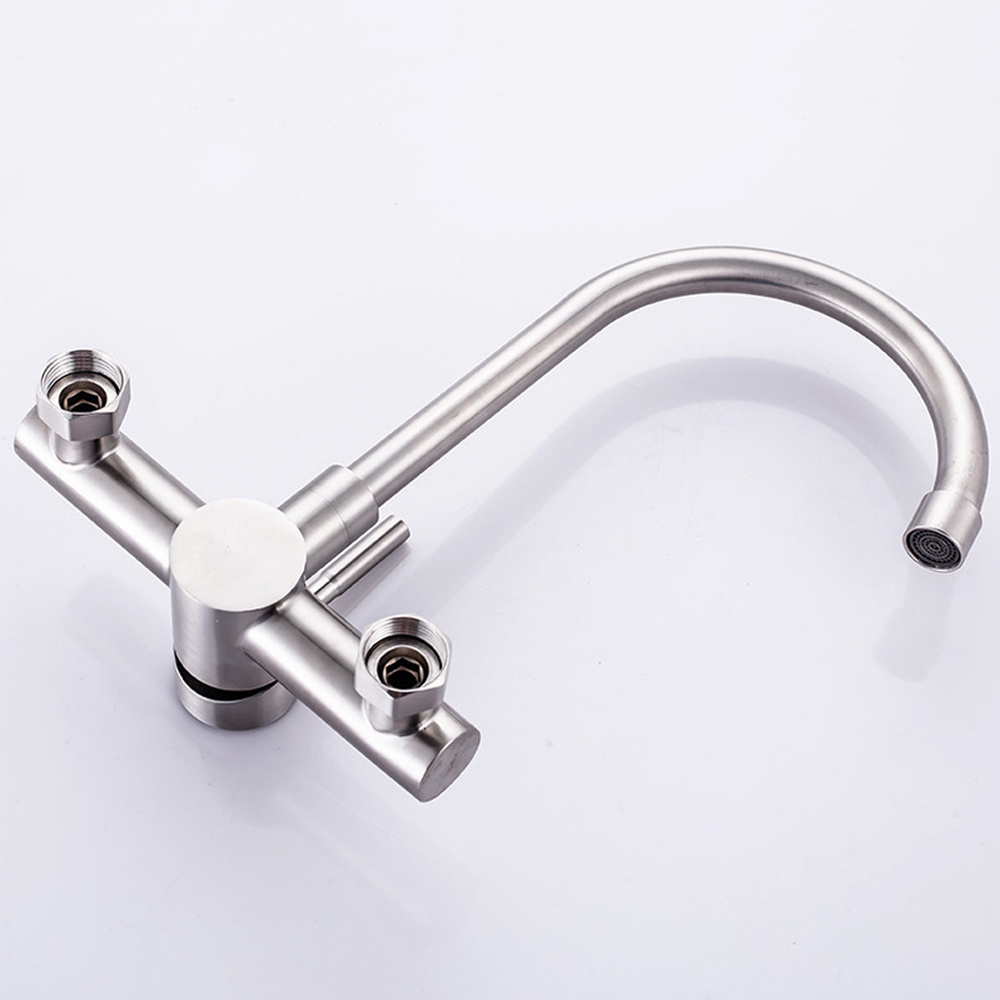 Solid Brass Folding Kitchen Stainless Steel Faucet 304 Water Tap Modern ...